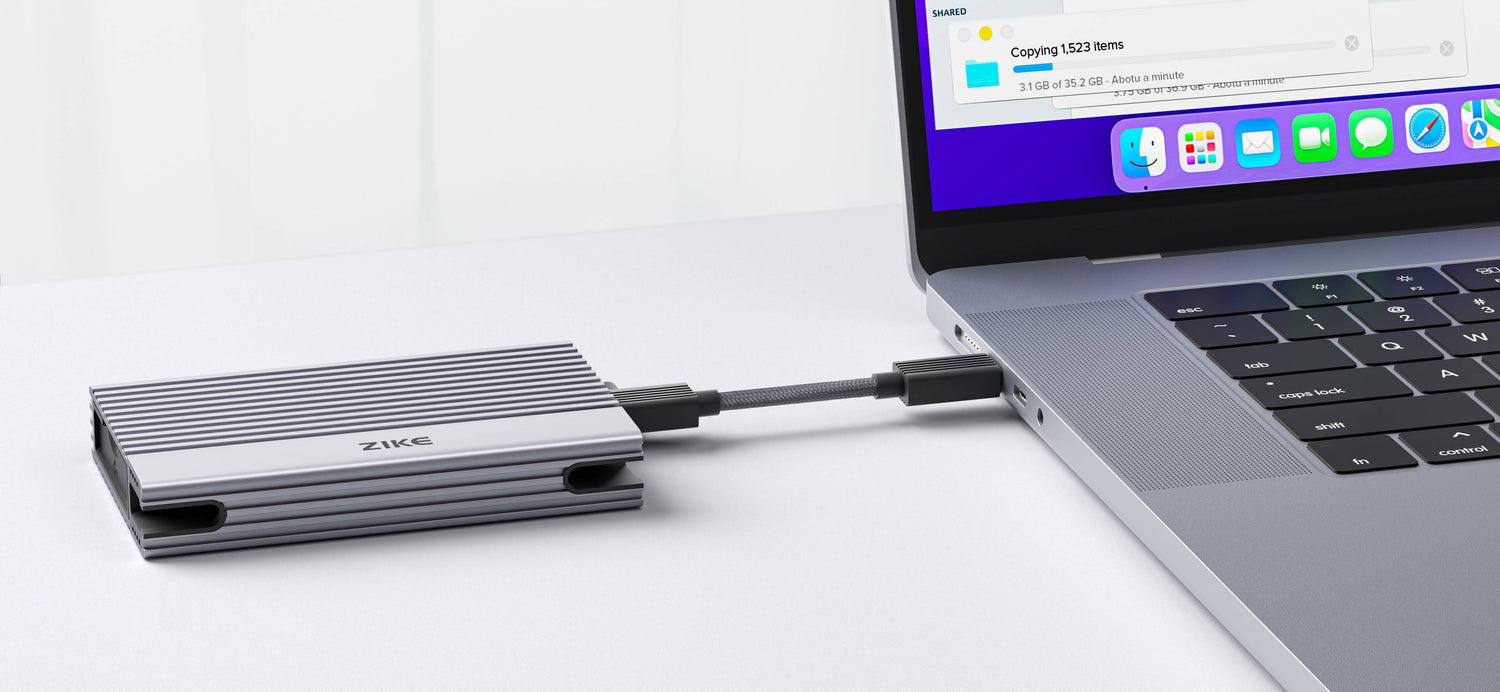 ZikeDrive USB4 40Gbps NVMe M.2 SSD Enclosure Z666 with Long Cable ...